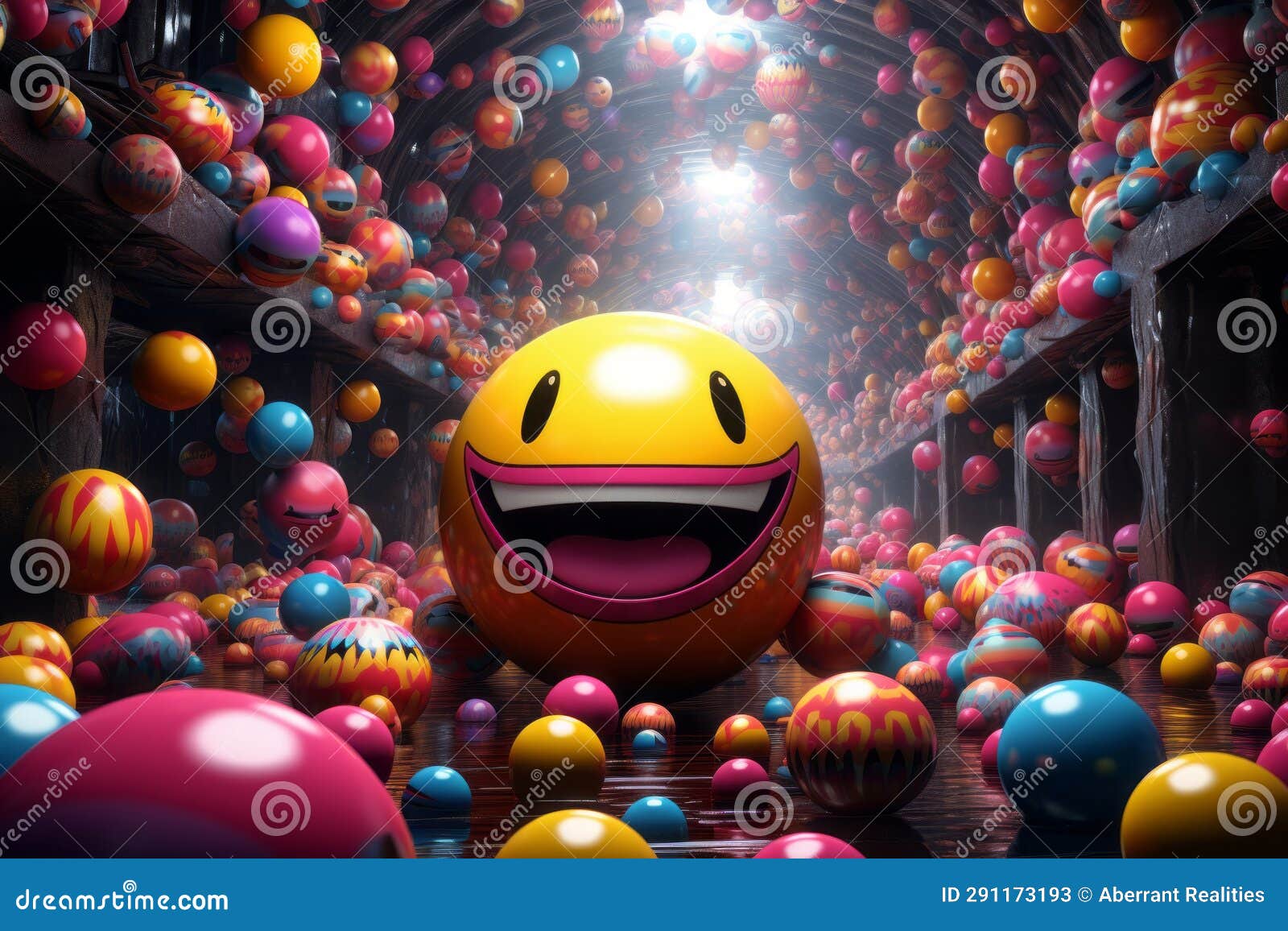 A Smiley Face Surrounded by Colorful Balls Stock Illustration ...