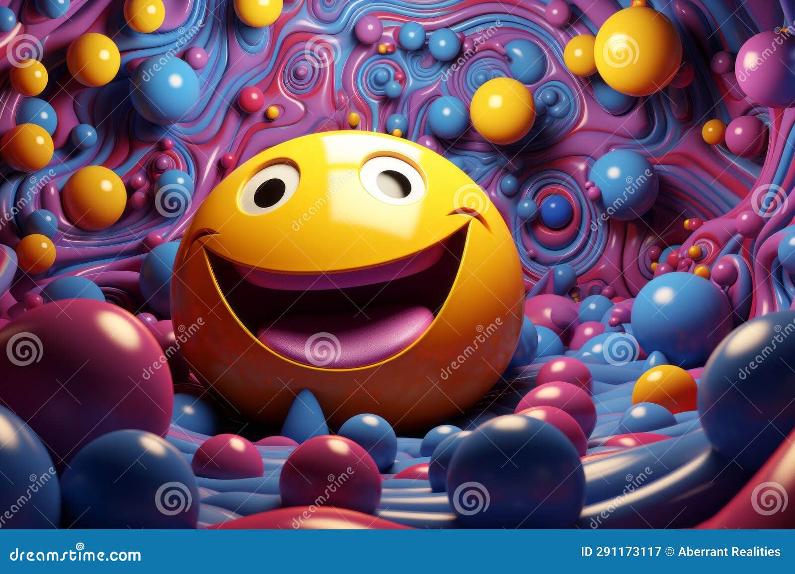 A Smiley Face is Surrounded by Colorful Bubbles Stock Illustration ...