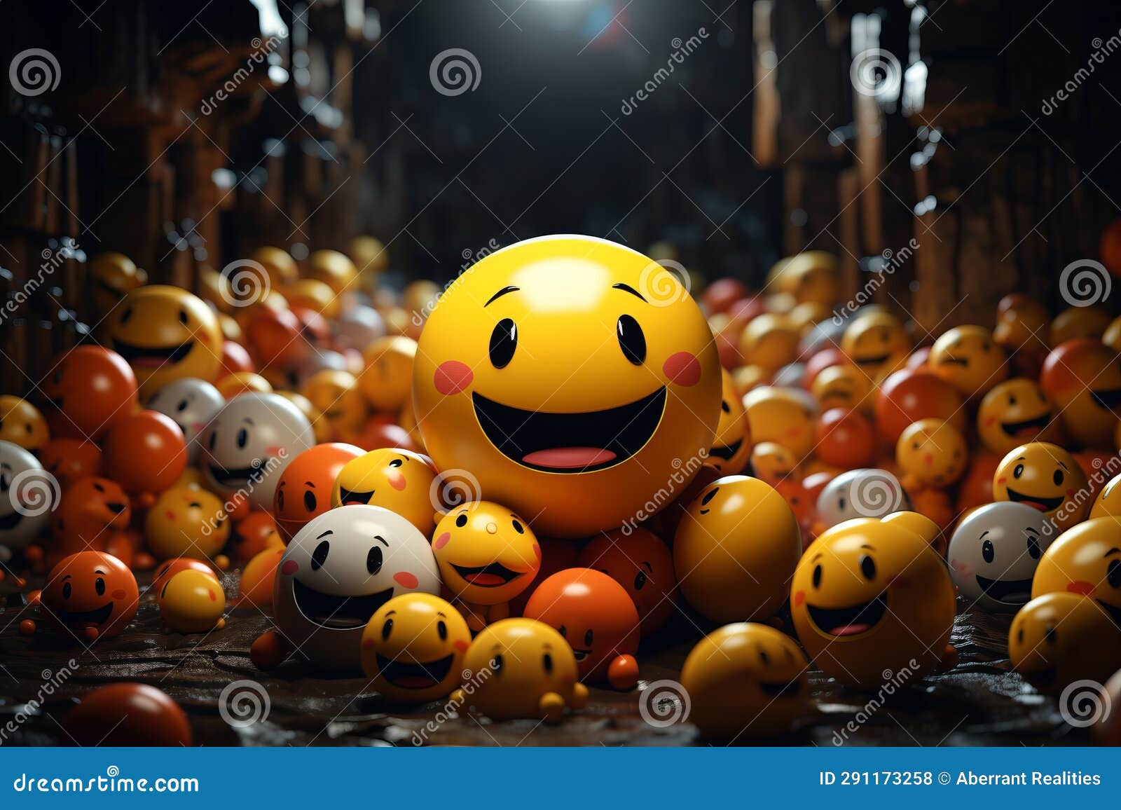 A Smiley Face Surrounded by Many Orange Balls Stock Illustration ...