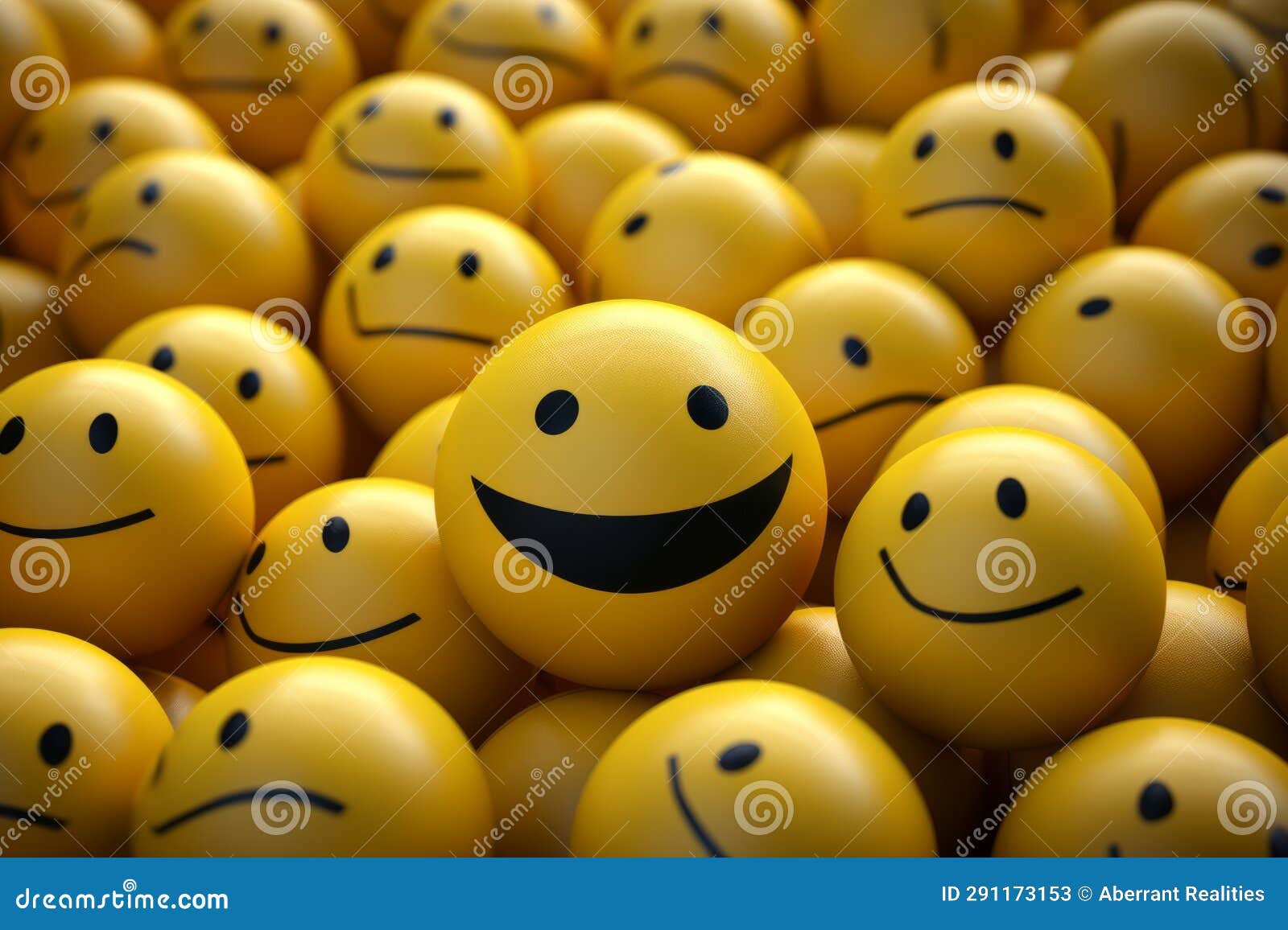 A Smiley Face is Surrounded by Many Yellow Smiley Faces Stock ...