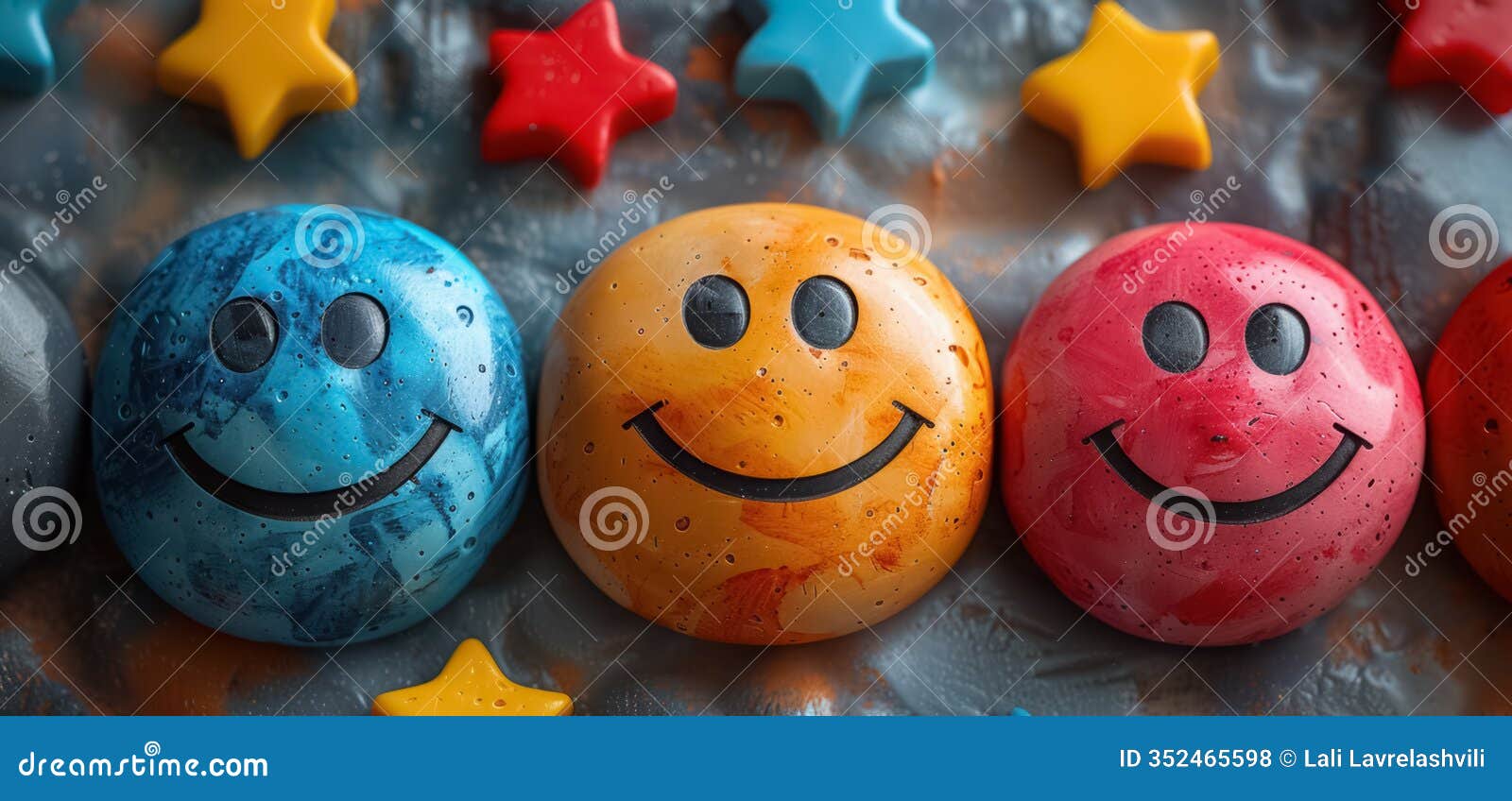 Smiley Face Surrounded by Positive Symbols Stock Illustration ...