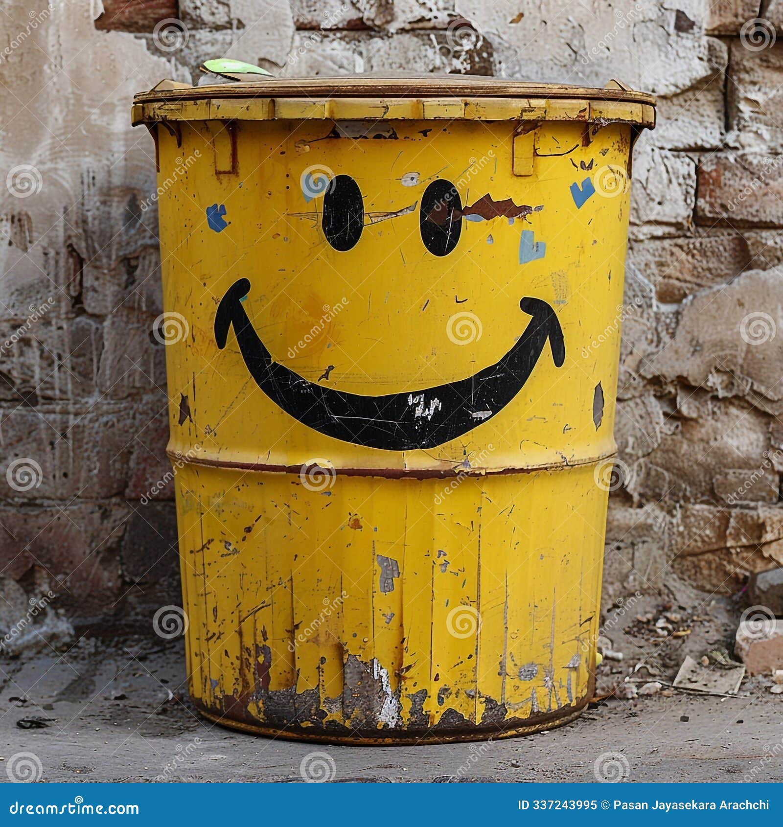 Smiley Face Taking Out the Garbage from a Trash Can Stock Illustration ...