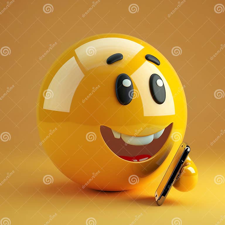 Smiley Face Texting on Smartphone Stock Illustration - Illustration of ...