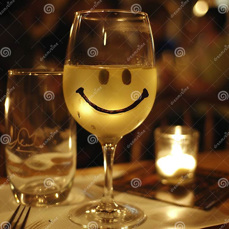 Smiley Face Toasting Wine Glass at Dinner Stock Illustration ...