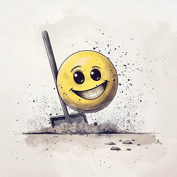 Smiley Face Using Dustpan To Clean Dust Stock Illustration ...