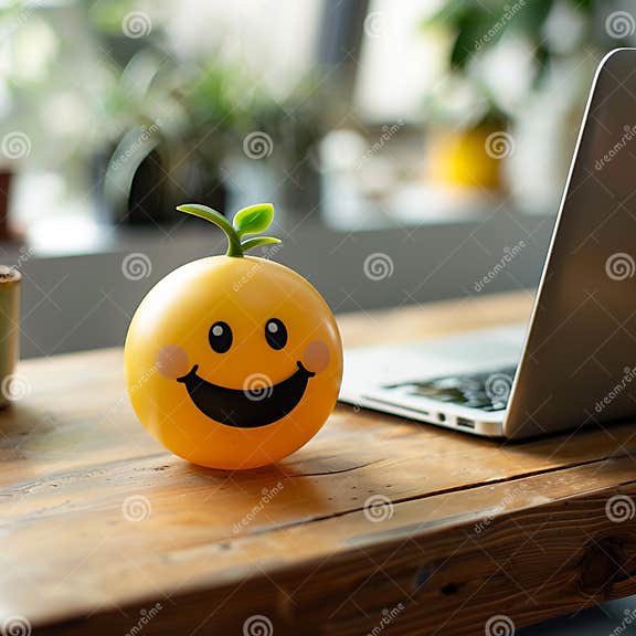 Smiley Face Using Laptop for Video Conferencing Stock Illustration ...