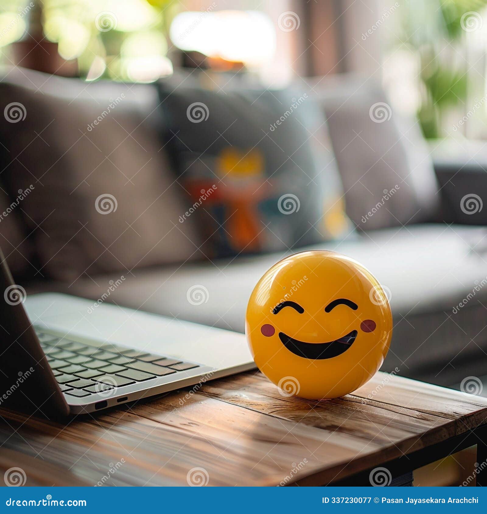 Smiley Face Using Laptop for Video Conferencing Stock Illustration ...