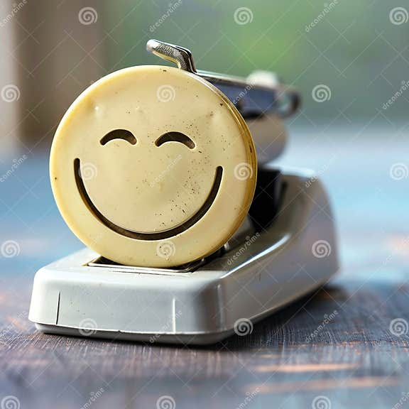 Smiley Face Using Stapler To Bind Papers Stock Illustration ...