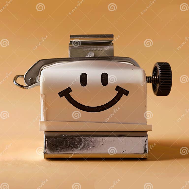 Smiley Face Using Stapler To Bind Papers Stock Illustration ...