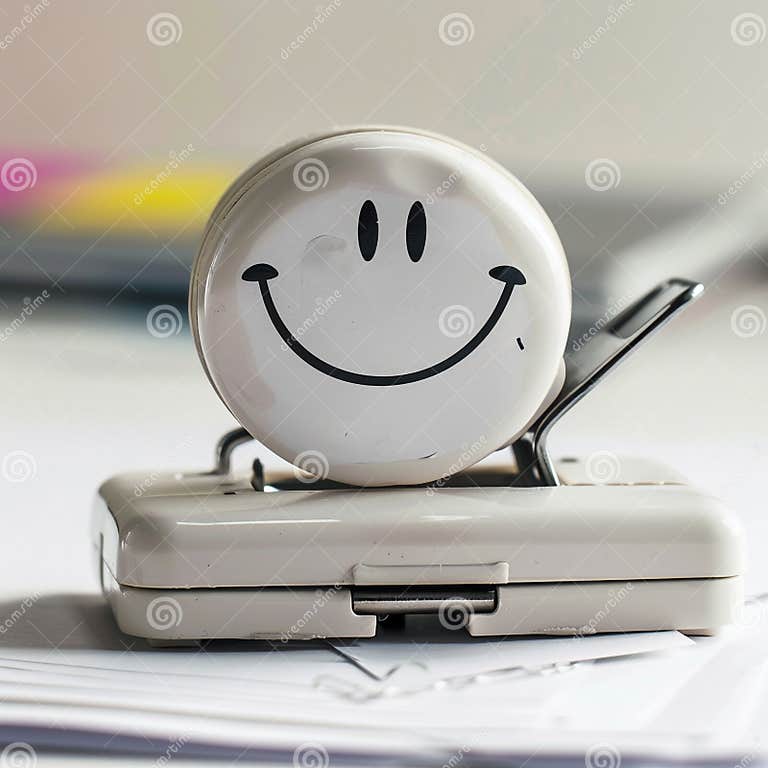 Smiley Face Using Stapler To Bind Papers Stock Illustration ...