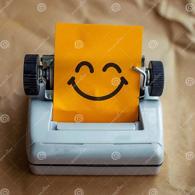 Smiley Face Using Stapler To Bind Papers Stock Illustration ...