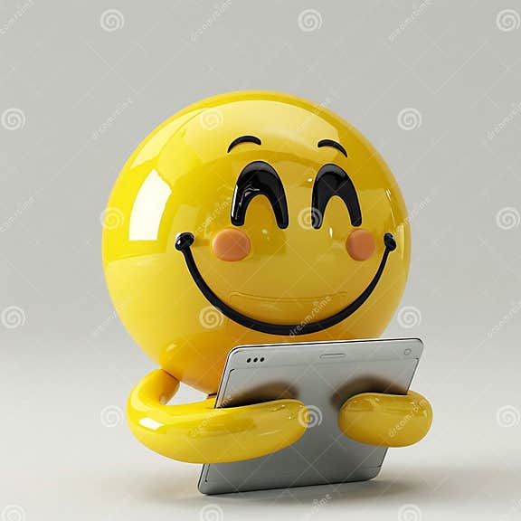 Smiley Face Using Tablet Browsing the Internet Stock Illustration ...