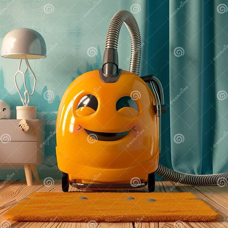 Smiley Face Using Vacuum Cleaner in House Stock Illustration ...