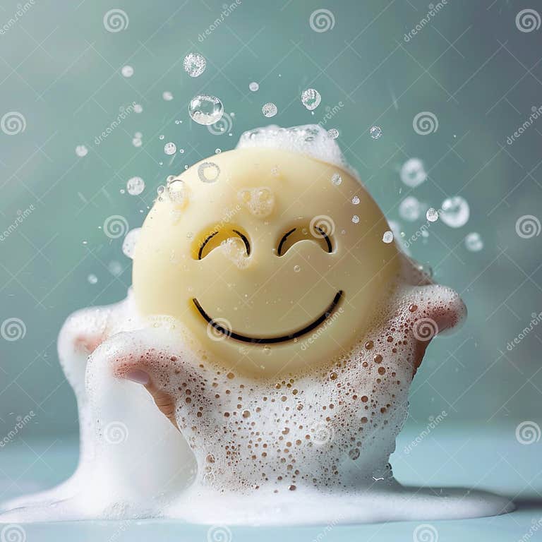 Smiley Face Washing Hands with Soap Stock Illustration - Illustration ...
