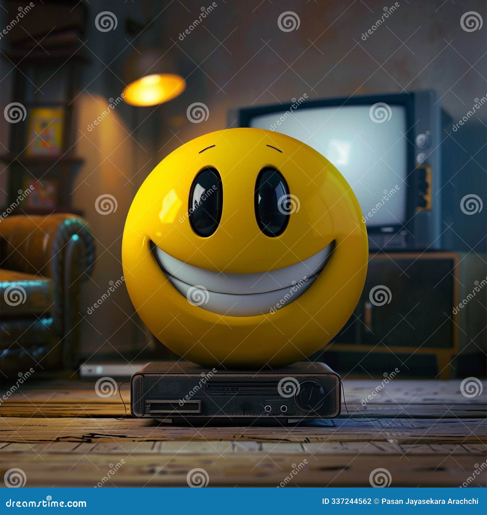 Smiley Face Watching TV Show Stock Illustration - Illustration of ...