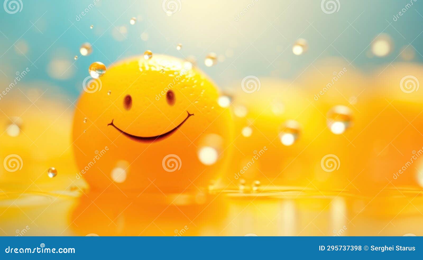 Smiley Face in Water with Drops of Rain, AI Stock Illustration ...