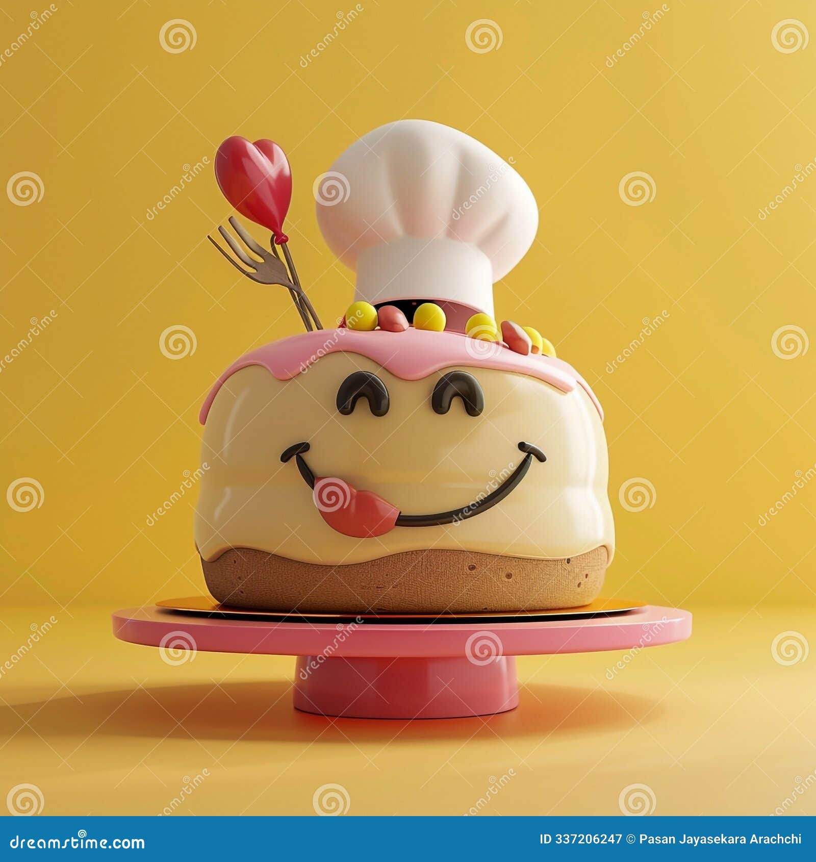 Smiley Face Wearing Chef S Hat Baking a Cake Stock Illustration ...