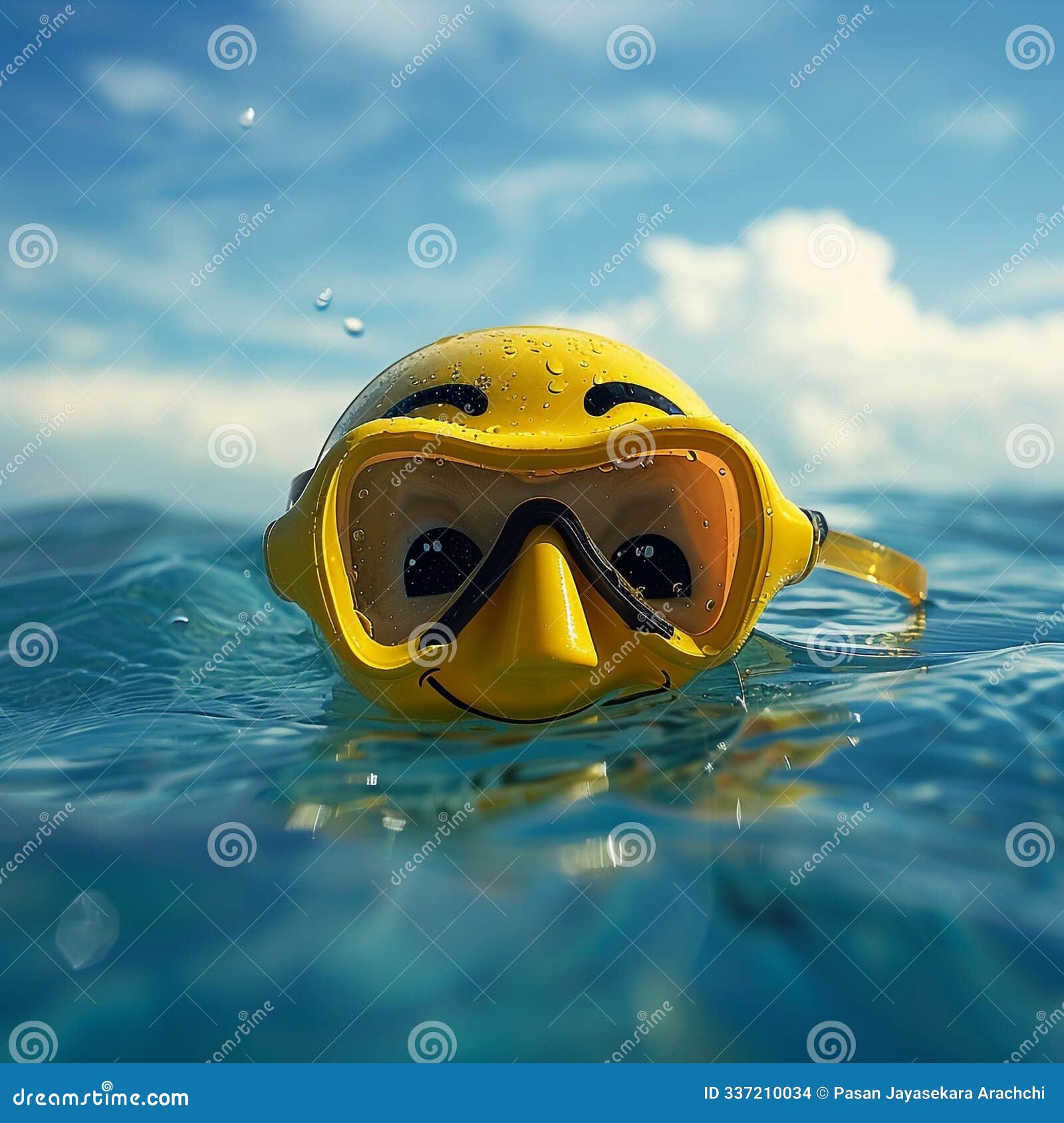 Smiley Face Wearing Diving Mask Exploring Ocean Stock Illustration ...