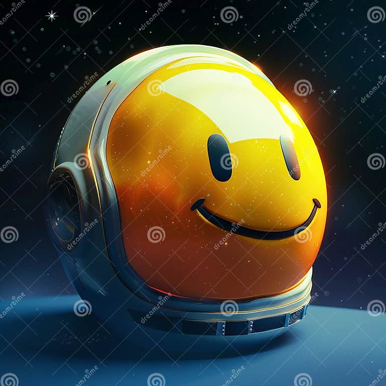 Smiley Face Wearing a Space Helmet Exploring Outer Space Stock ...