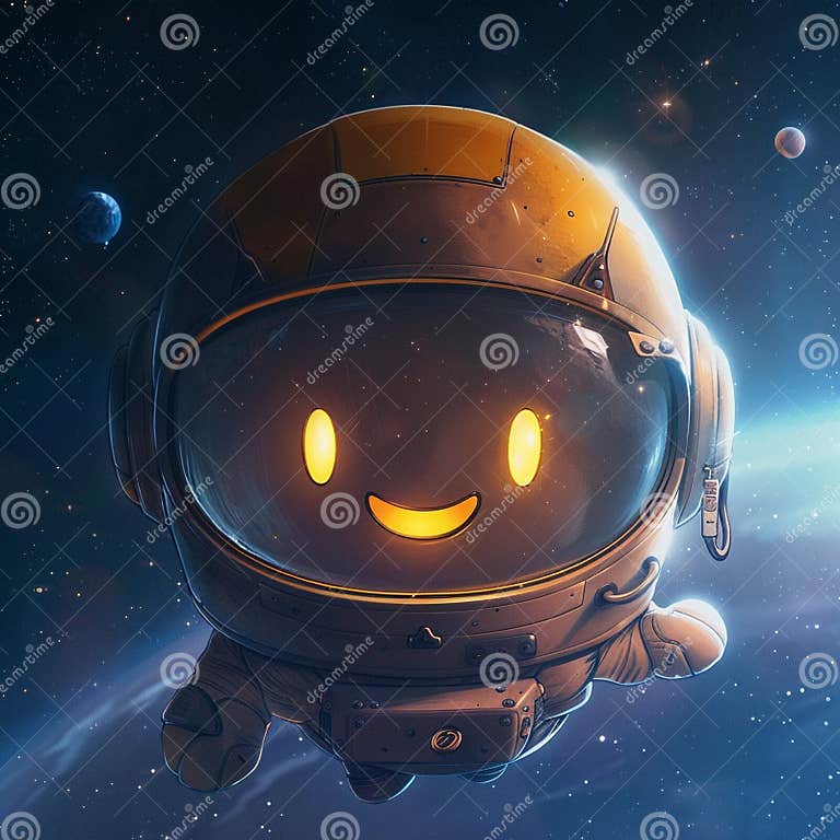 Smiley Face Wearing a Space Helmet Exploring Outer Space Stock ...