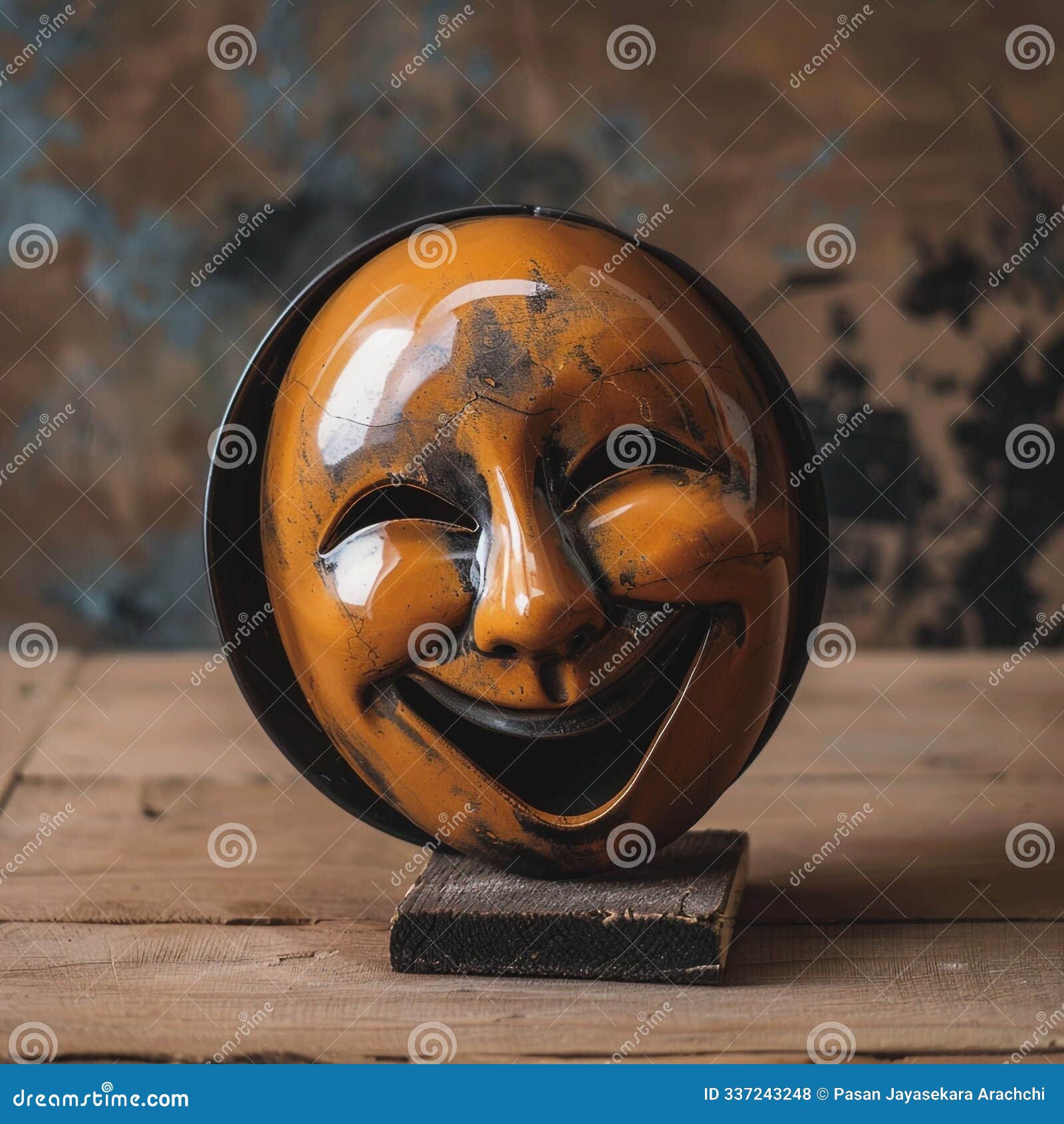 Smiley Face Wearing Theater Mask Performing on Stage Stock Illustration ...