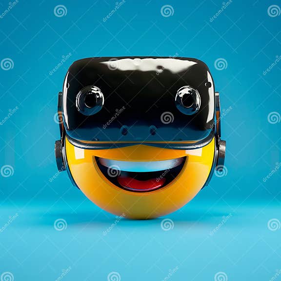 Smiley Face Wearing VR Headset Exploring Virtual Reality Stock ...