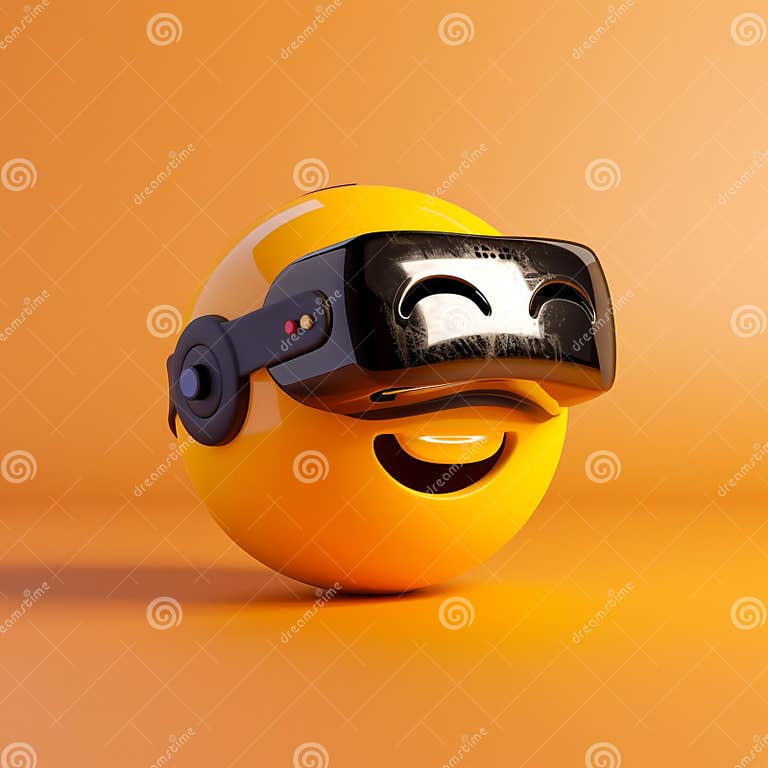 Smiley Face Wearing VR Headset Exploring Virtual Reality Stock ...