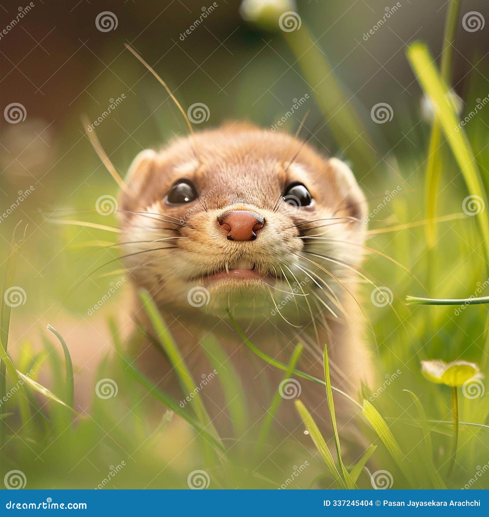 Smiley Face Weasel Slipping through Grass Stock Illustration ...