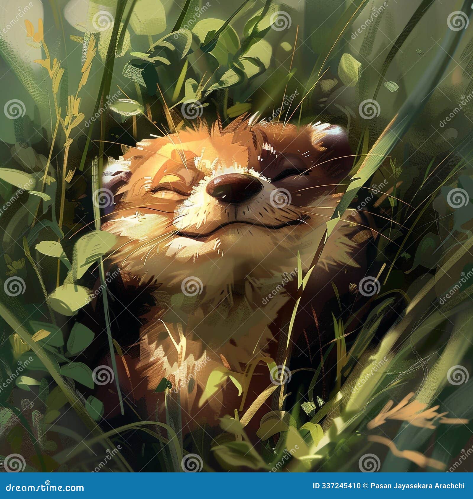 Smiley Face Weasel Slipping through Grass Stock Illustration ...