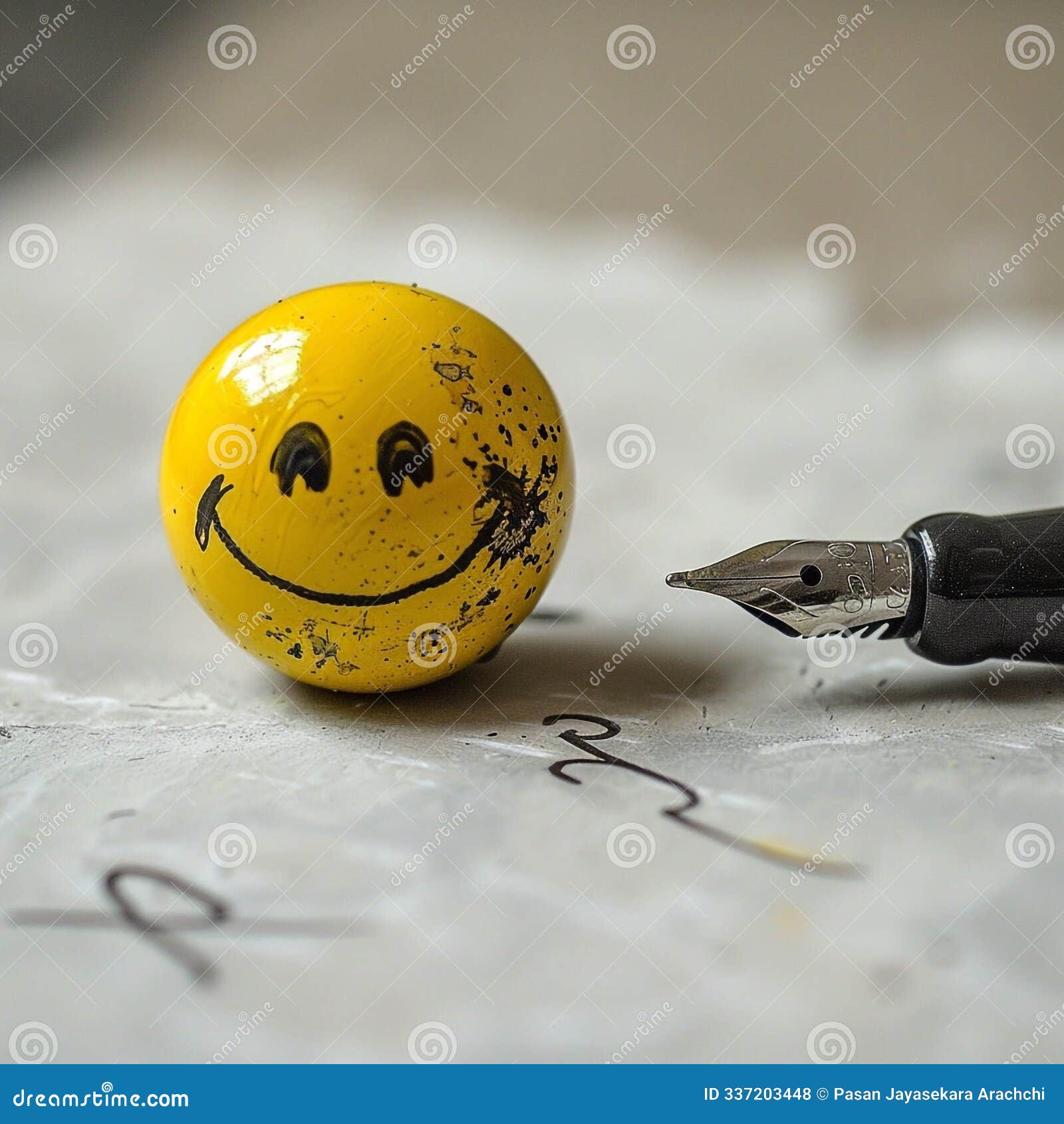 Smiley Face Writing with Calligraphy Pen Stock Illustration ...