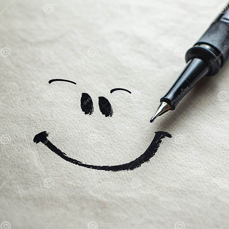 Smiley Face Writing with Calligraphy Pen Stock Illustration ...