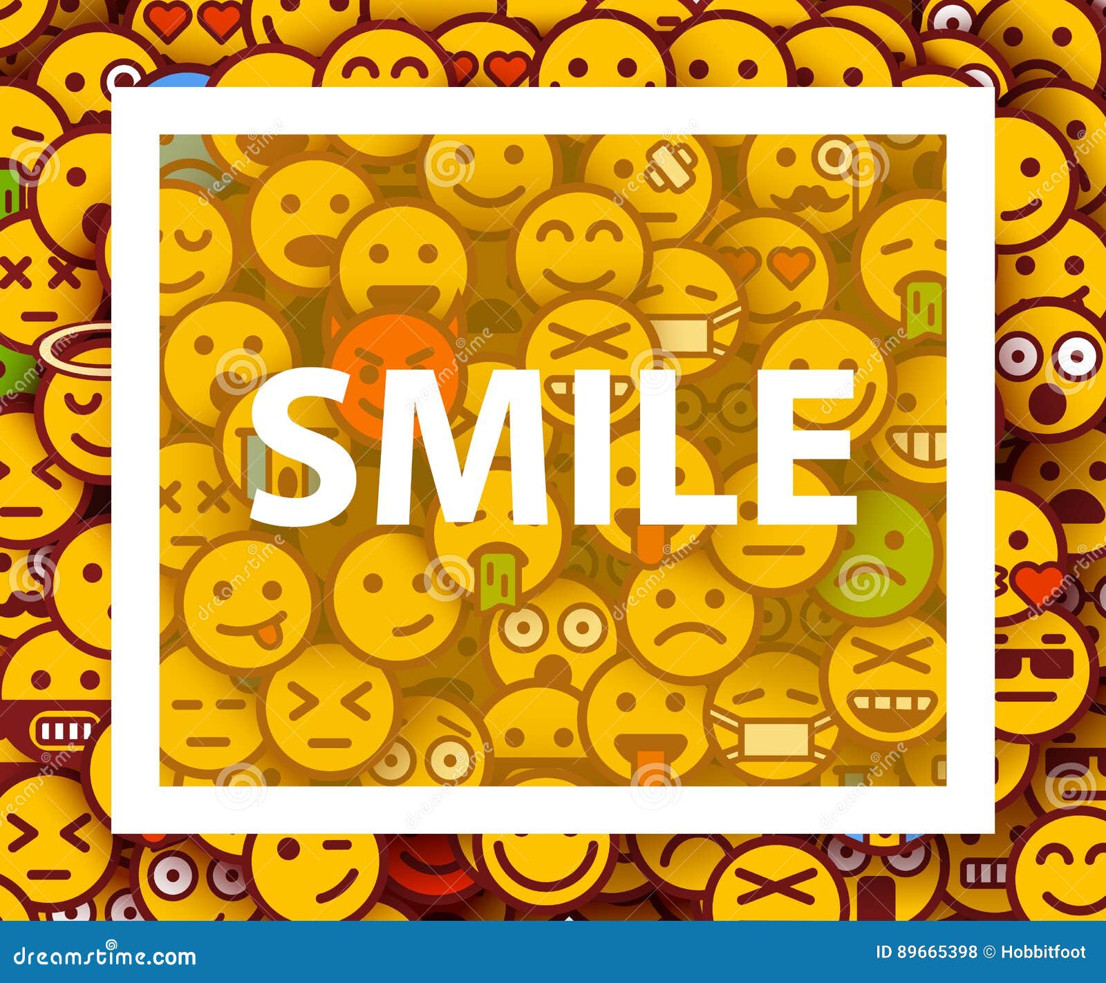 Smiley Faces Design Elements. Background with Smiles. Happiness Concept ...