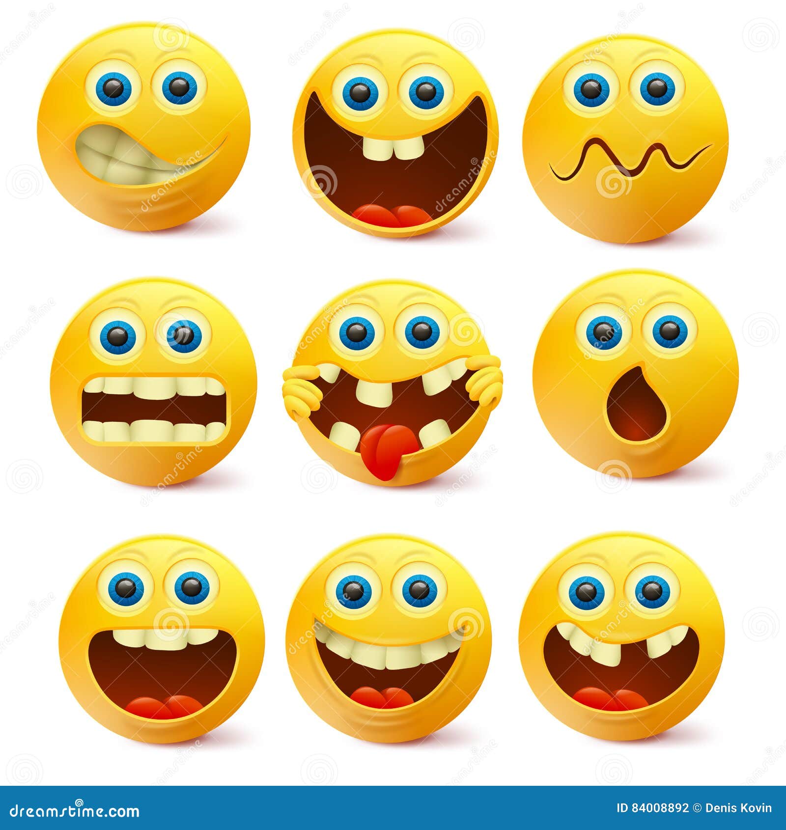 Smiley Faces Giallo Modello Dei Caratteri Di Emoji Illustrazione di ...