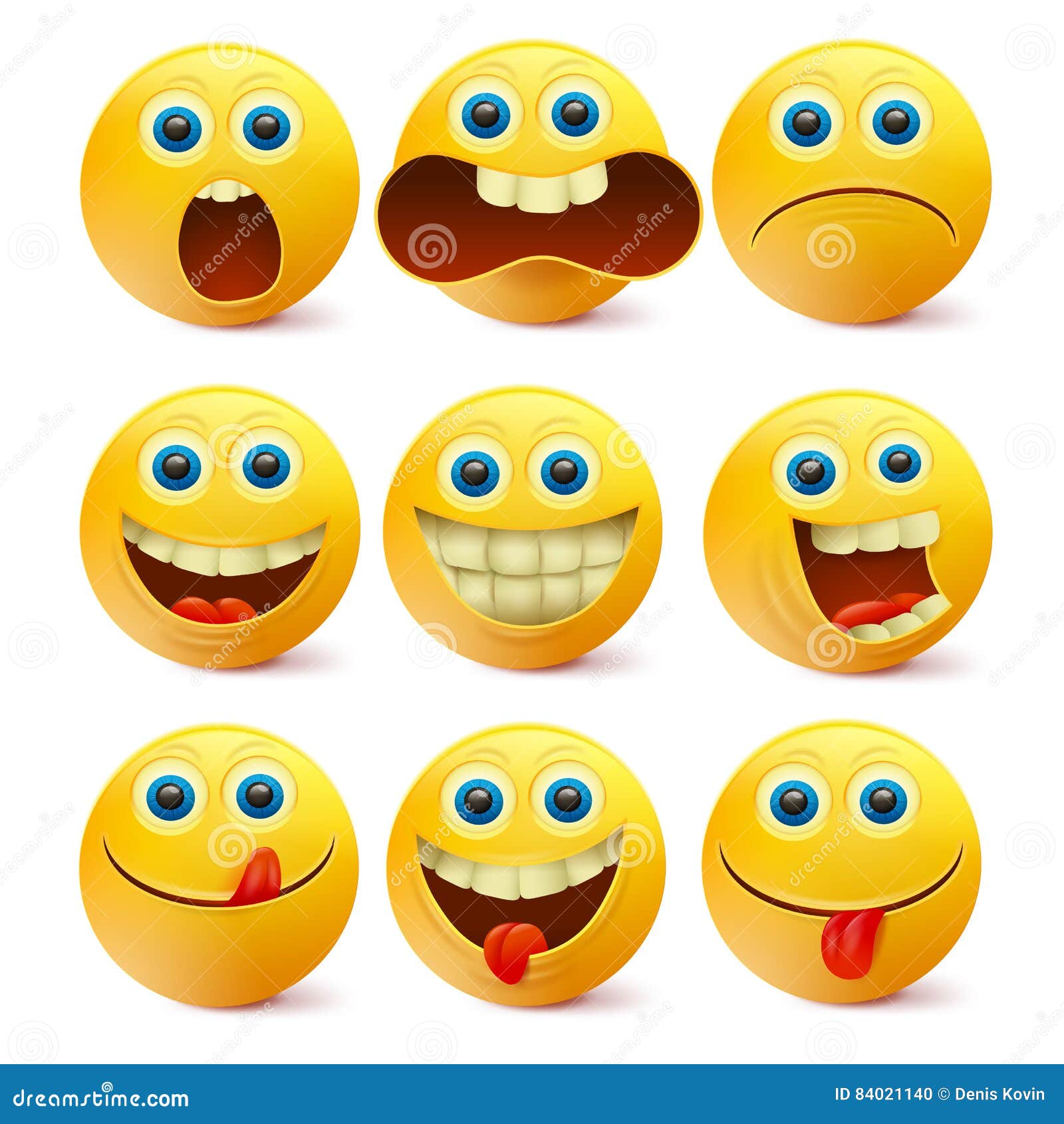 Smiley Faces Giallo Modello Dei Caratteri Di Emoji Illustrazione di ...