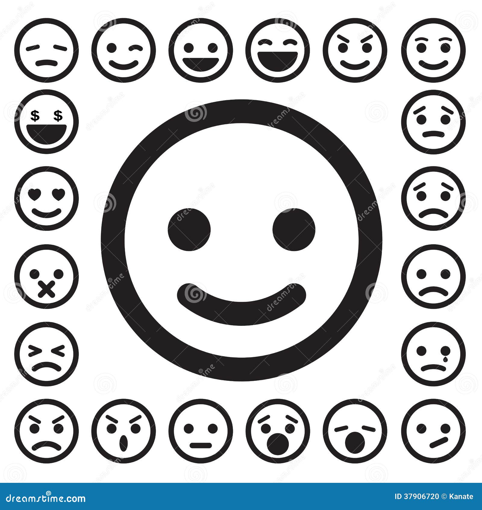 Smiley faces icons set stock vector. Illustration of angry - 37906720
