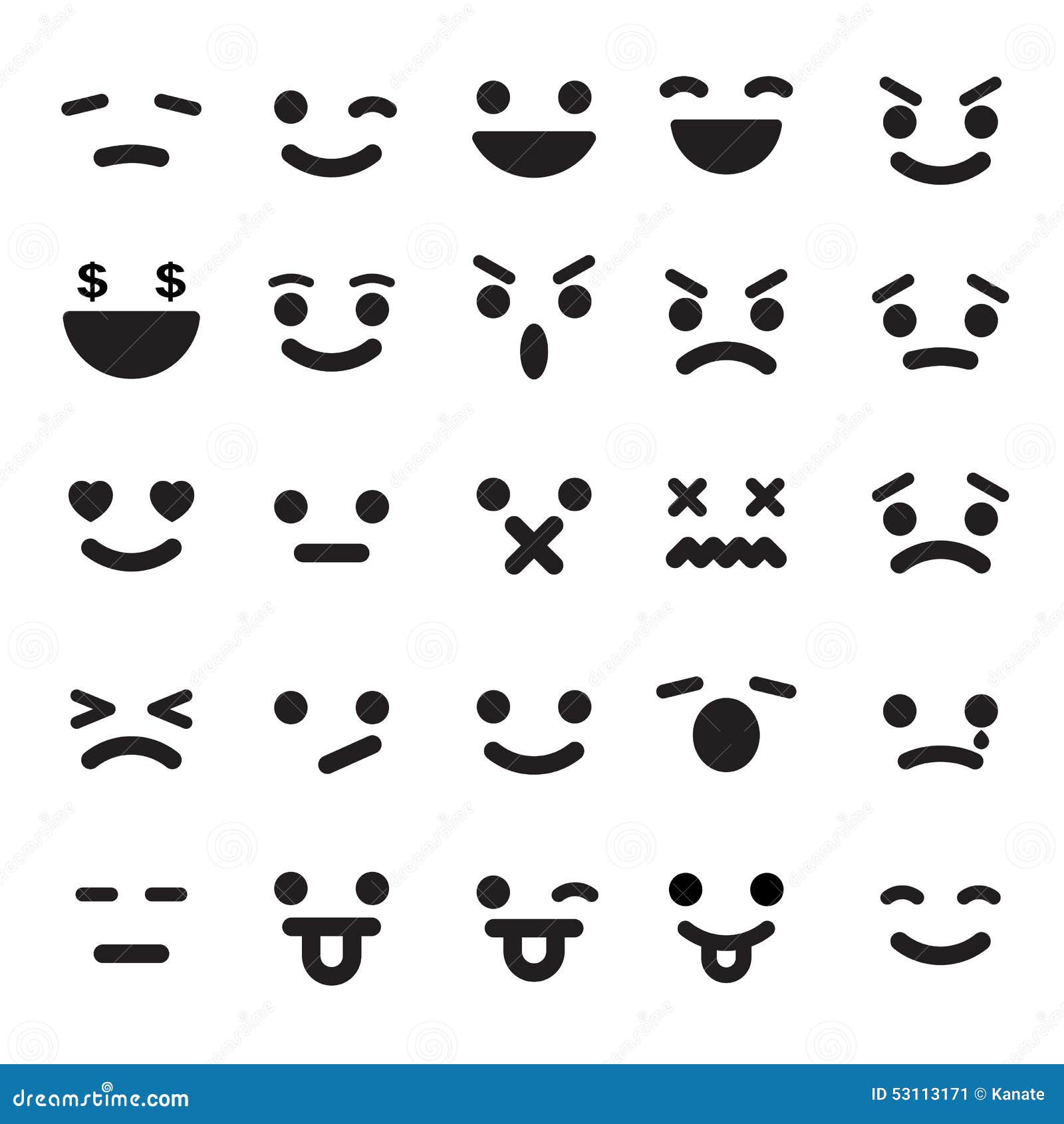 Smiley faces icons set stock vector. Illustration of humor - 53113171