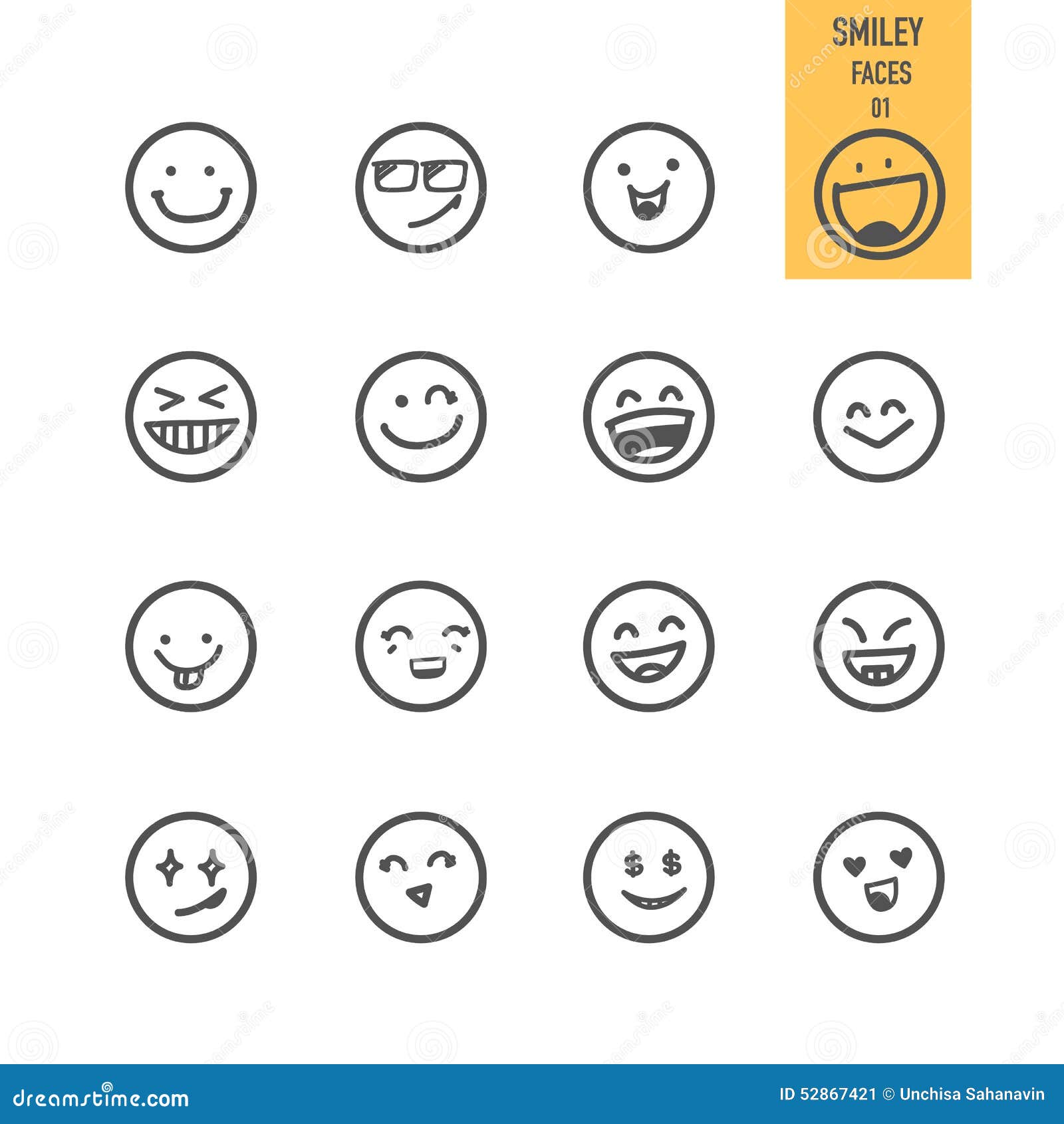 Smiley faces icons set. stock vector. Illustration of face - 52867421