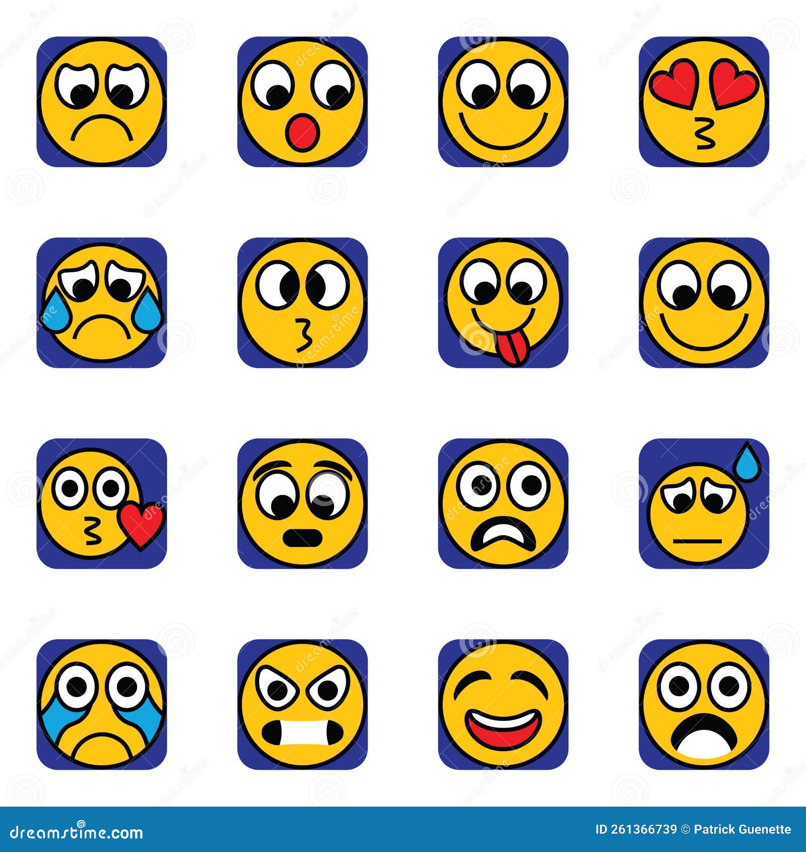 Smiley faces, icon stock vector. Illustration of emotion - 261366739