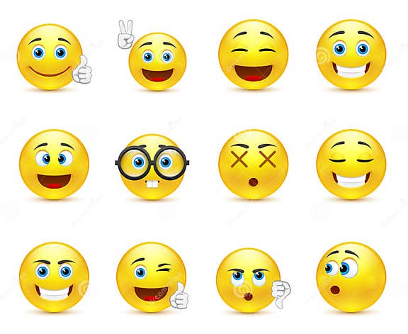 Smiley Faces Images Expressing Different Emotions Stock Illustration ...