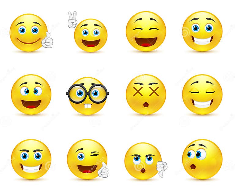 Smiley Faces Images Expressing Different Emotions Stock Illustration ...