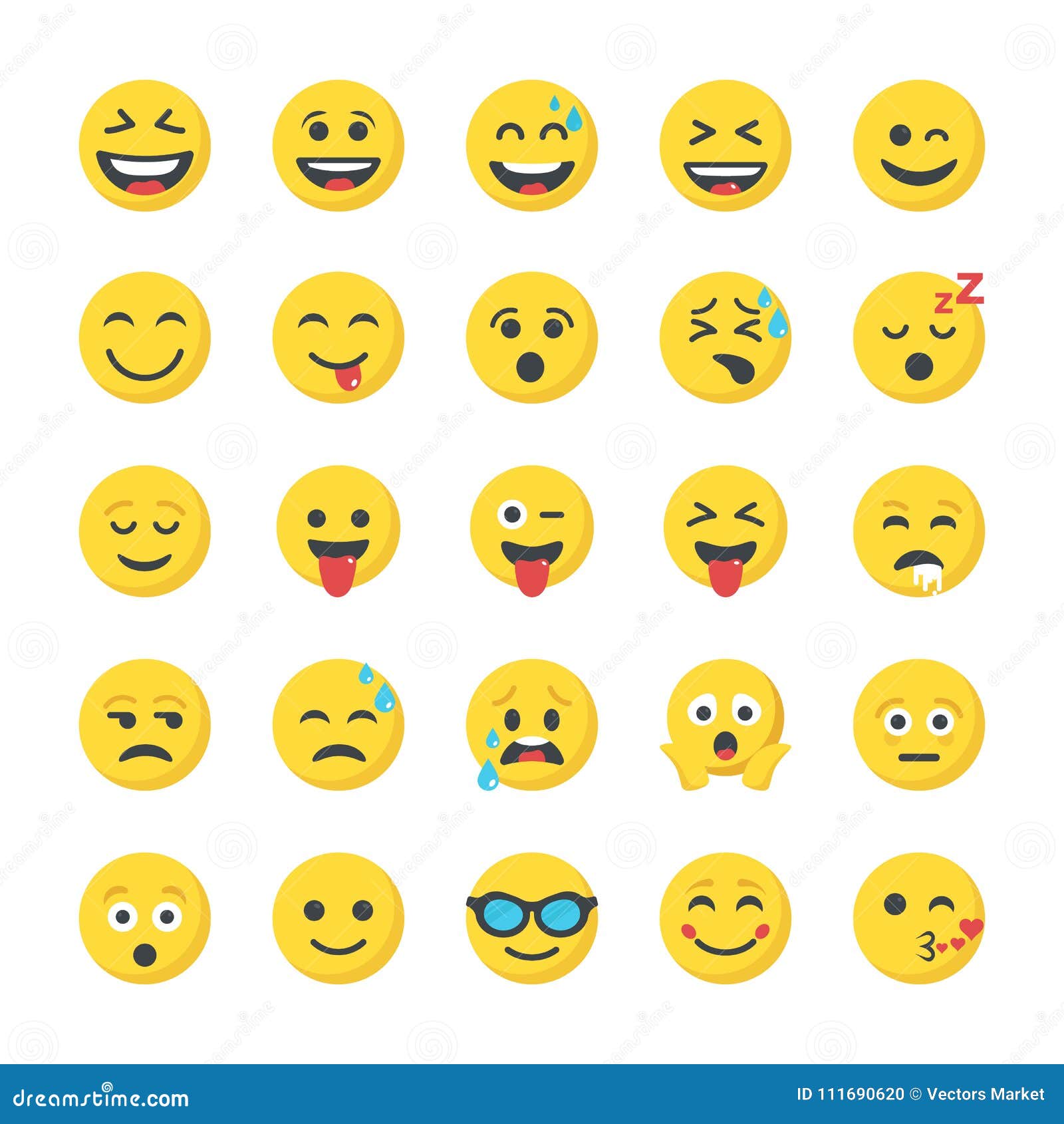 Smiley Flat Icons Set stock de ilustración. Ilustración de deslumbrado ...