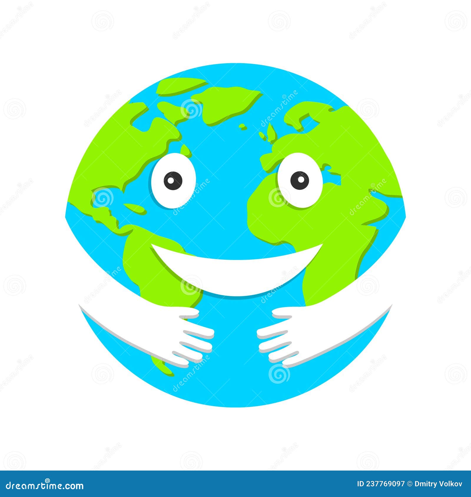 Smiley in the Form of the Earth. Earth Icon with Eyes and Hugging Hands ...