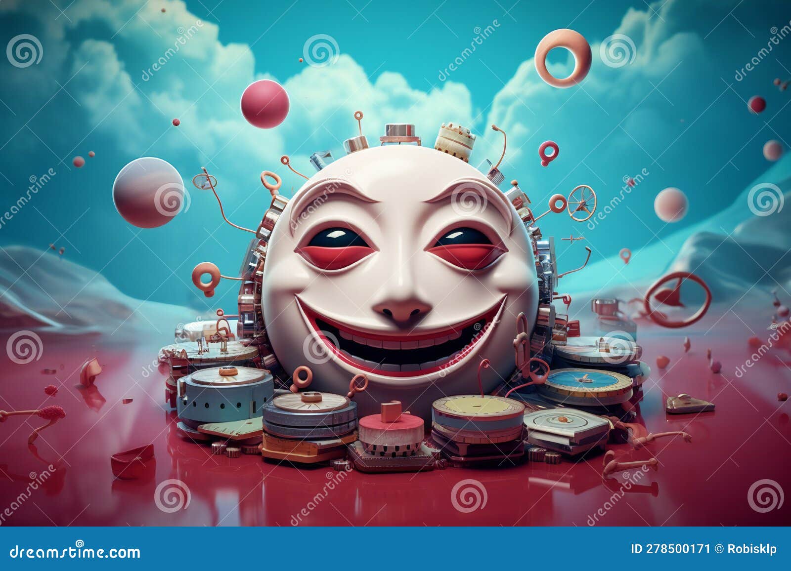 Smiley Funny Clown Face Mascot Stock Illustration - Illustration of ...