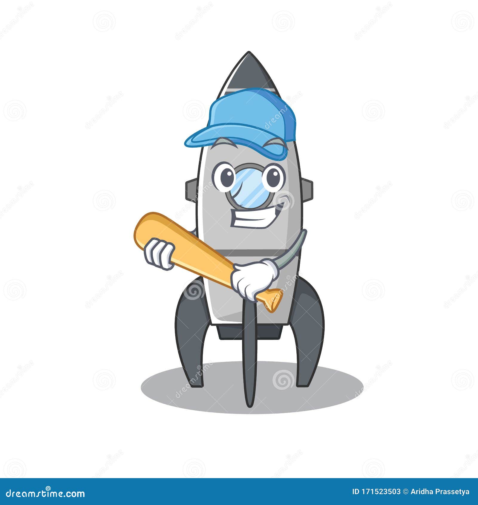 Smiley Funny Rocket a Mascot Design with Baseball Stock Vector ...