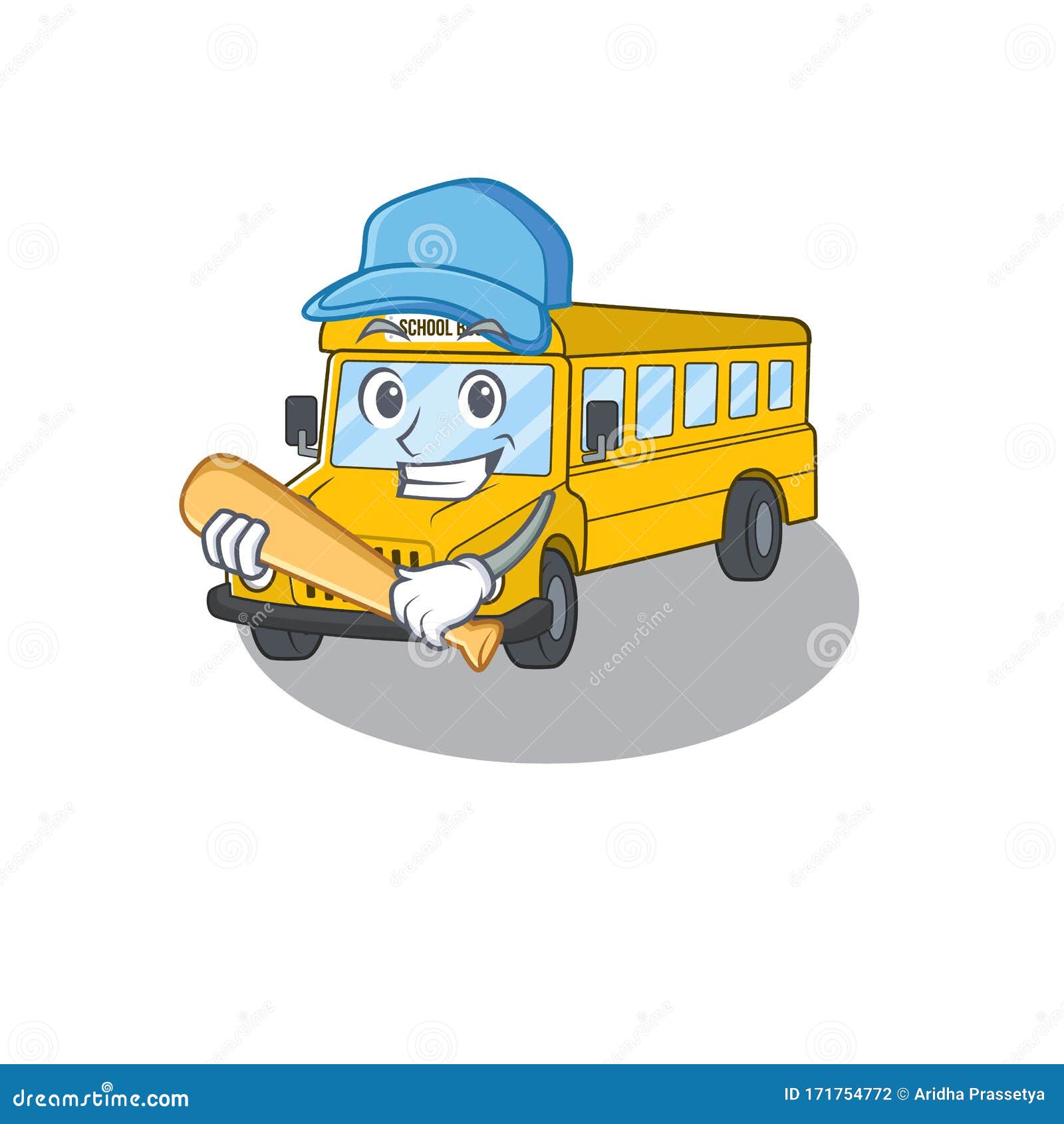 Smiley Funny School Bus a Mascot Design with Baseball Stock Vector ...