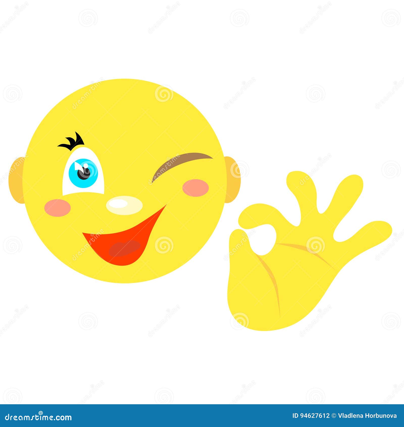 Smiley with a gesture ok. stock vector. Illustration of graphic - 94627612