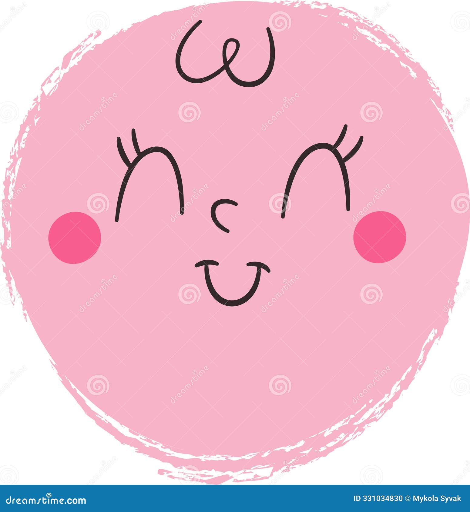 Smiley Girl Face Circle Doodle Stock Illustration - Illustration of ...