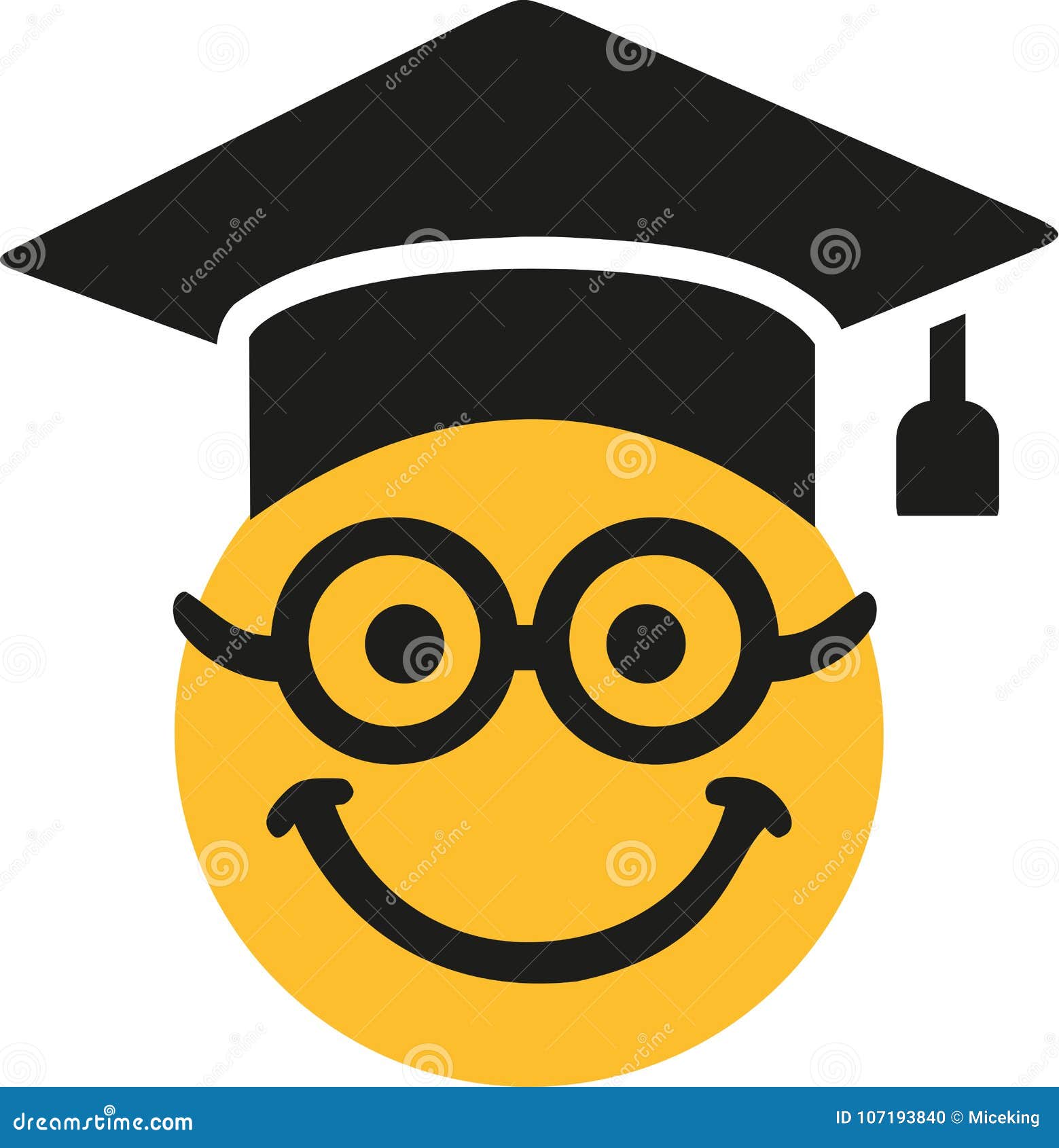 Smiley with Glasses and Graduation Hat Stock Vector - Illustration of ...