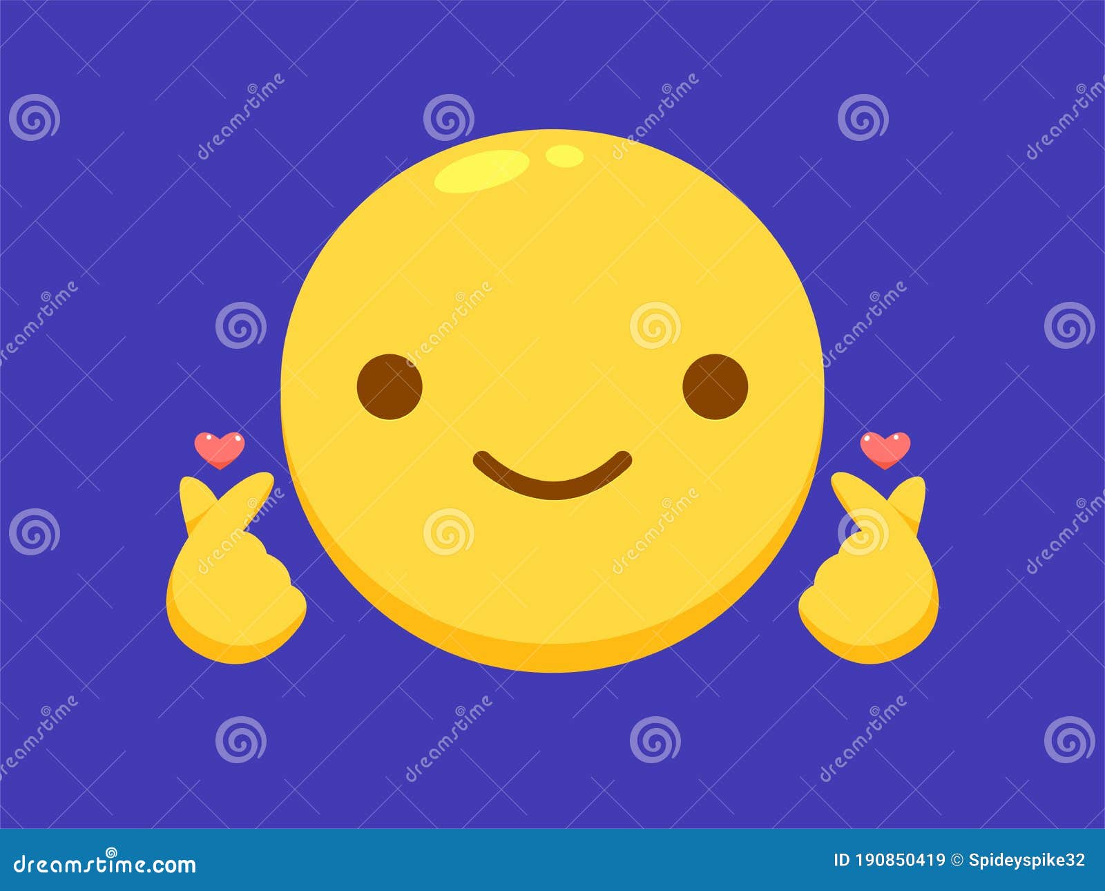 A Smiley with Hand Gesture Showing Korean Love Sign Stock Illustration ...