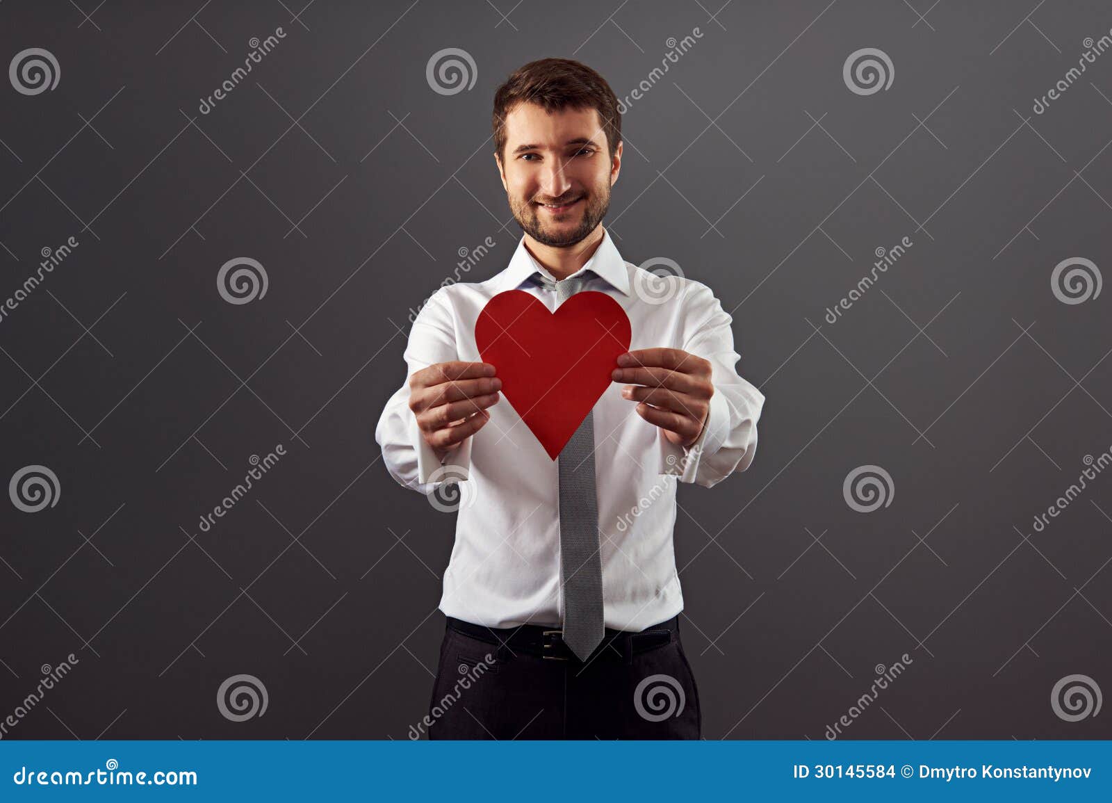Handsome Man Showing Red Heart Stock Photo - Image of valentine ...